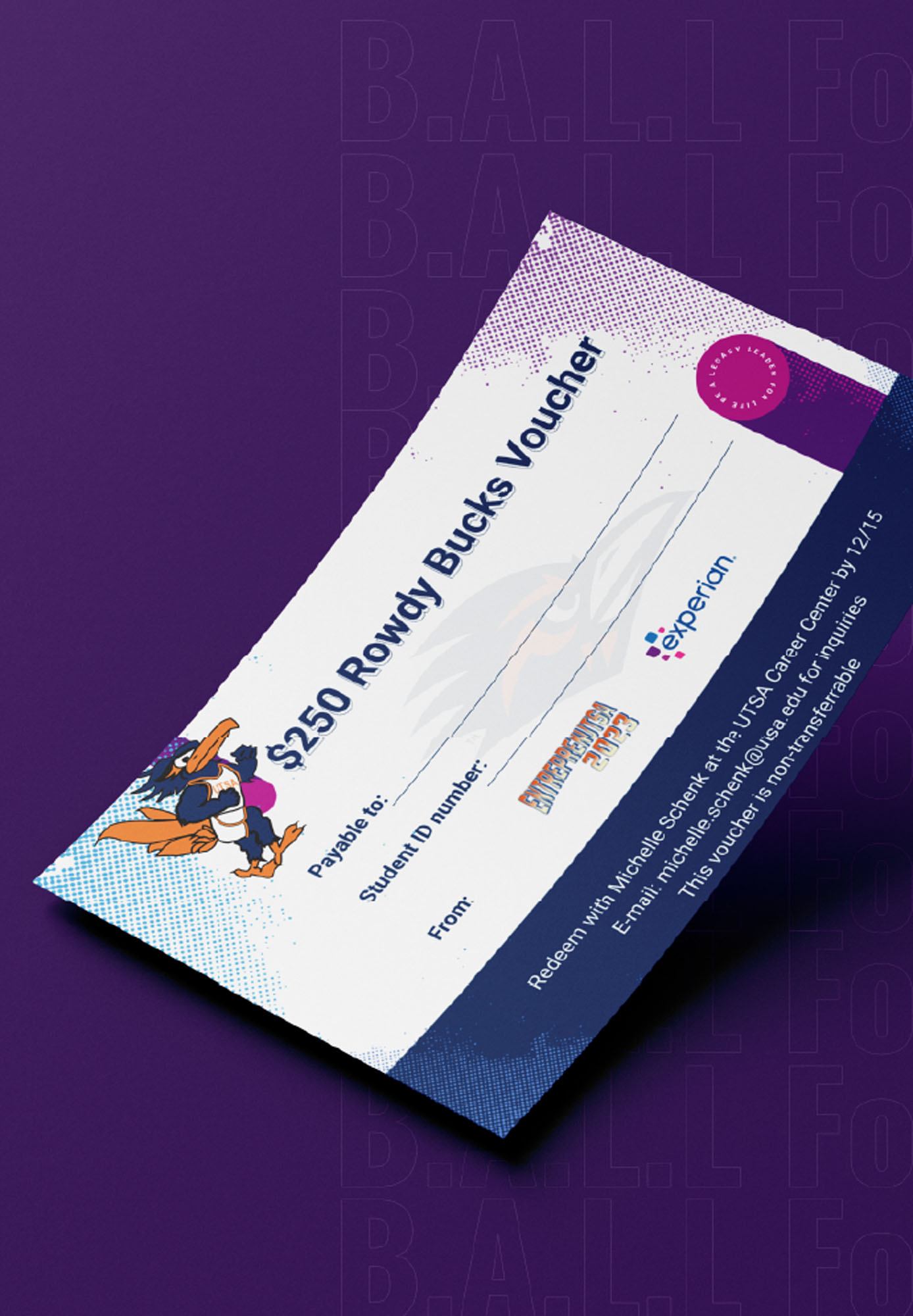 EntrepreneUTSA B.A.L.L. For Life Sponsor By Experian Design and ...